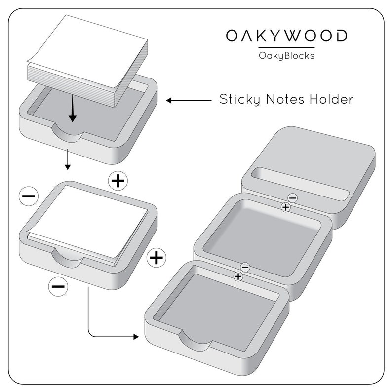 Sticky Notes Holder Sticky Notes Set Wooden Desk Tray Desk - Etsy