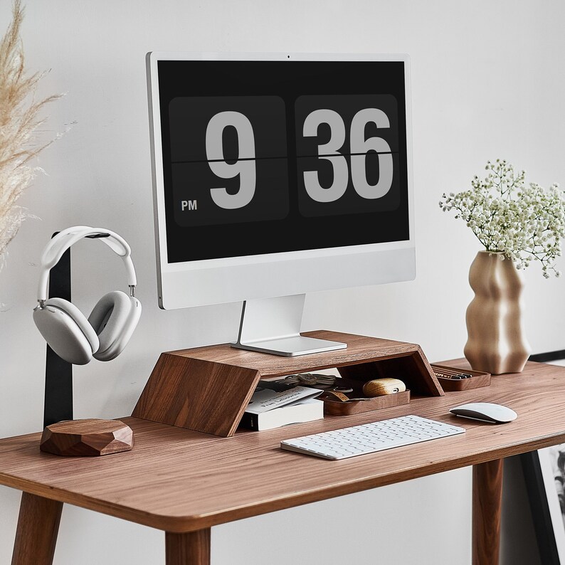 Real Wood Monitor Stand Riser Imac Stand Computer Display - Etsy Canada