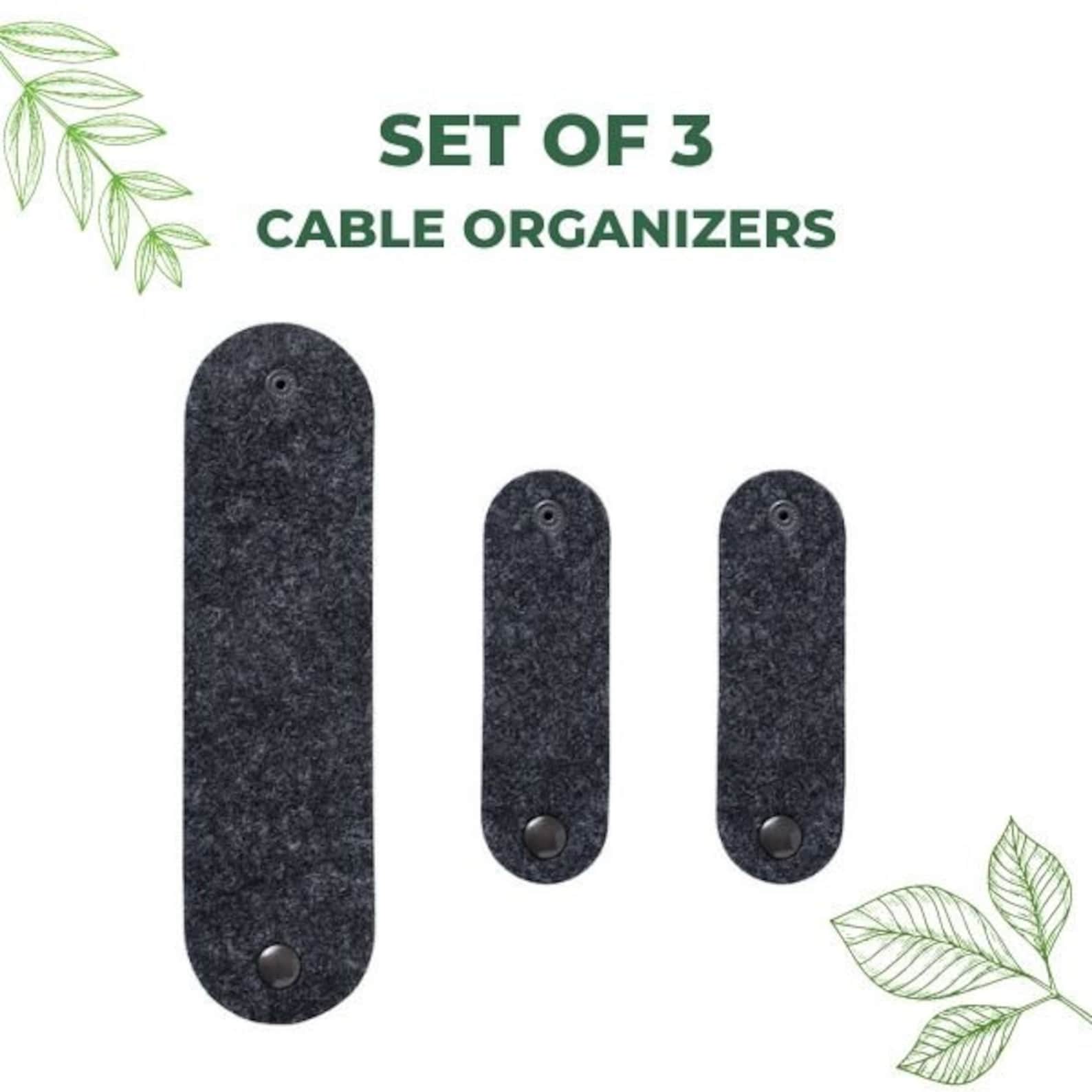 Set of 3 Felt Cord Organizers, Desk Cord Organizer, Cord Ties, Cable ...