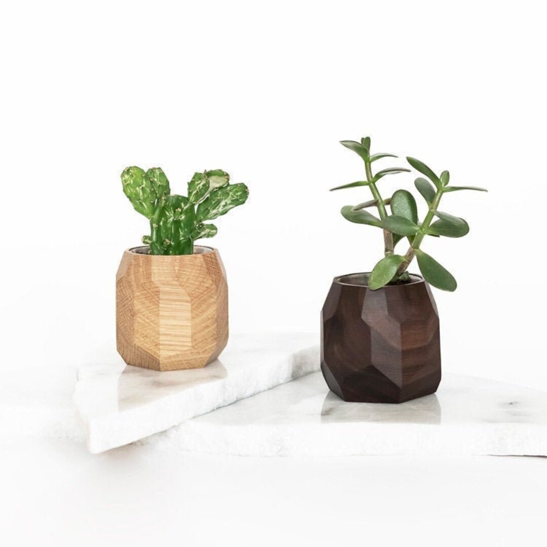 Geometric Wooden Succulent Planter: Small Desk Organizer - Etsy