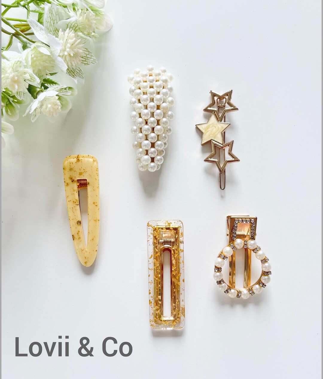 Assorted Hair Clips 5pk, Aligator Style Clip, Snap Clip, Hair ...