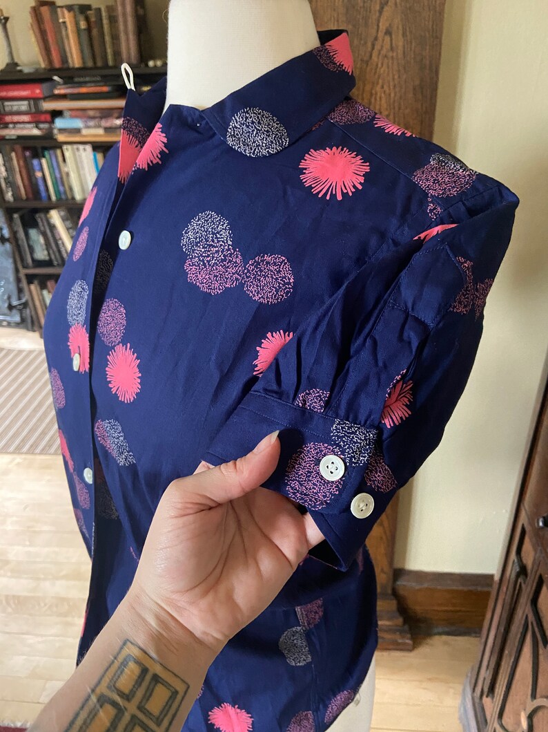 1950s/1960s Atomic Print Cotton Button up Blouse 35 Bust - Etsy