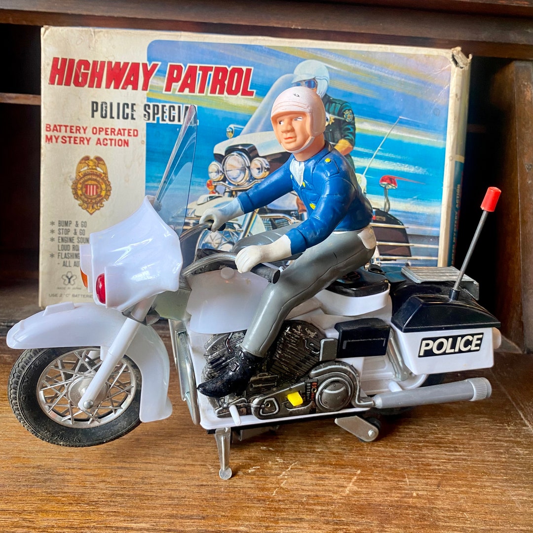 1960s Highway Patrol Police Motorcycle Yonezawa Japan 940 Tin Toy With ...