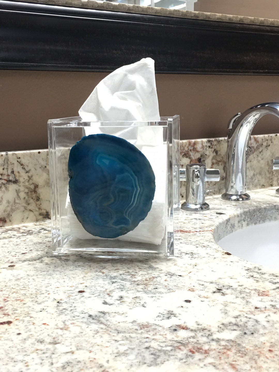 Teal Agate Tissue Box Cover,tissue Dispenser,bathroom, Bedroom Decor ...