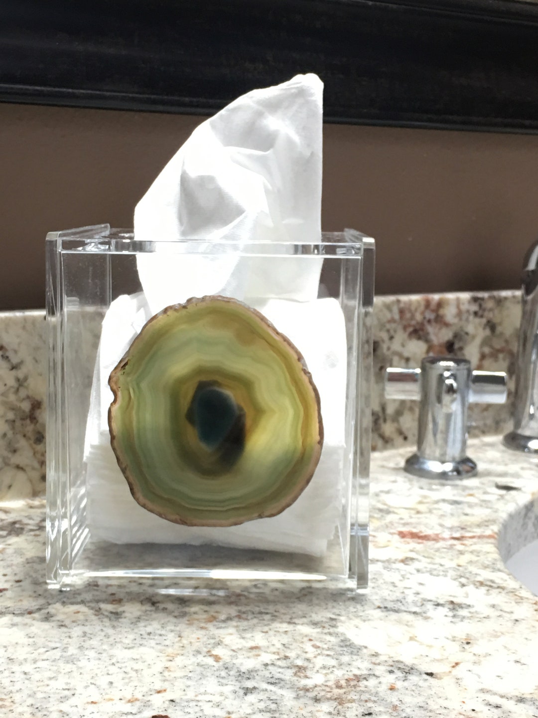 Agate Tissue Box Cover,kleenex Dispenser,bathroom,emerald, Bedroom ...