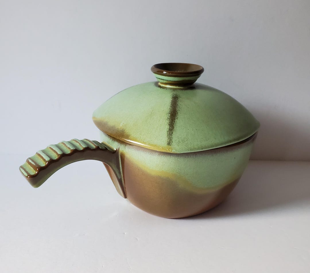 Vintage Frankoma Fondue Pot: Avocado Green Pottery, USA Made - Etsy