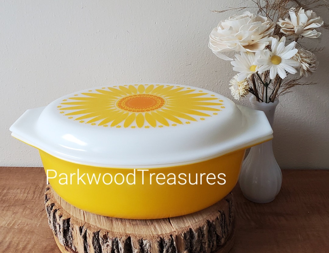 Vintage Pyrex Daisy Casserole, Sunflower Orange Casserole Dish, 2 1/2 ...