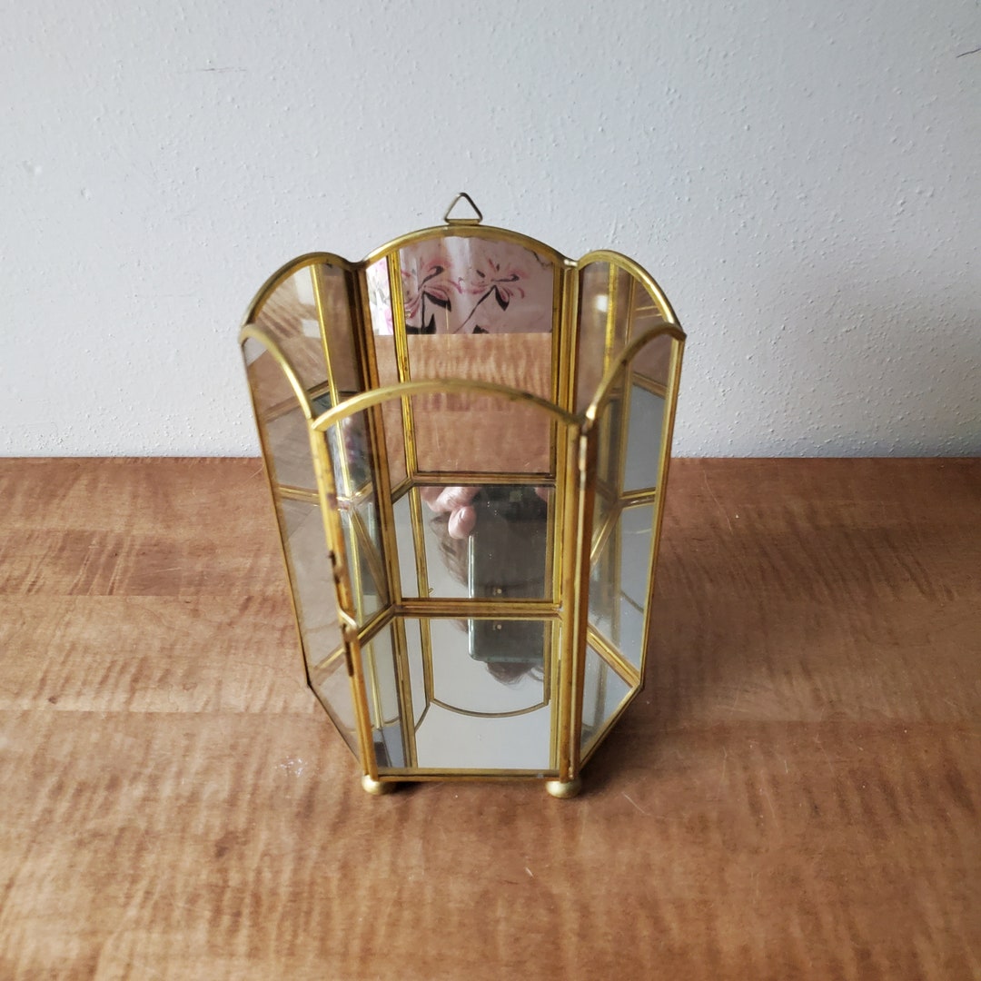 Vintage Brass and Glass Box, Glass Keepsake Box, Brass & Glass Display Case - Etsy