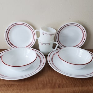 Vintage Corelle Dinnerware, Corelle Sets, Red and White Vintage Corelle ...