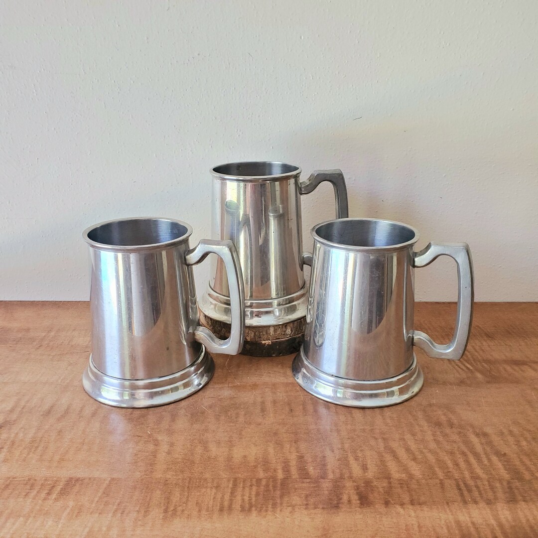 Antique Glass Bottom Pewter Tankards, Manor Pewter, Sheffield Pewter ...