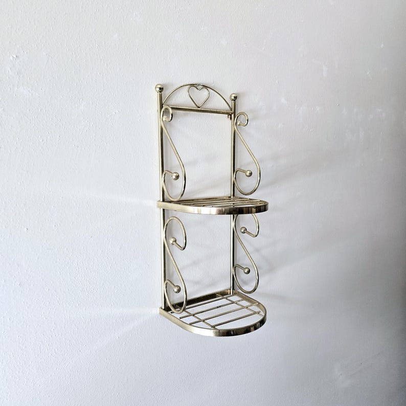 16" Vintage 2 Tier Metal Shelving: Bathroom Shelf - Etsy