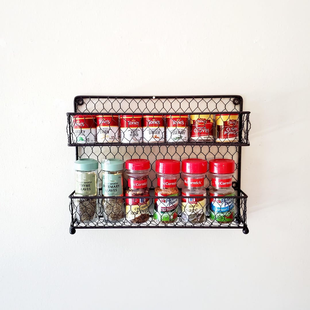 Spice Rack Vintage 2 Tier Chicken Wire Spice Rack for Small Spice ...