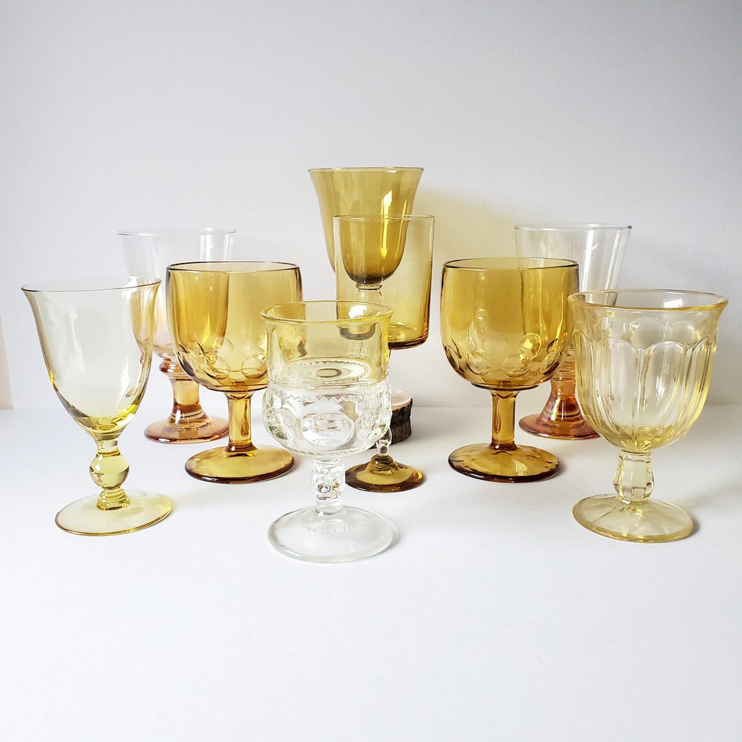 Yellow Mixed Goblets 10 Vintage Yellow Mismatched Wine Glasses - Etsy