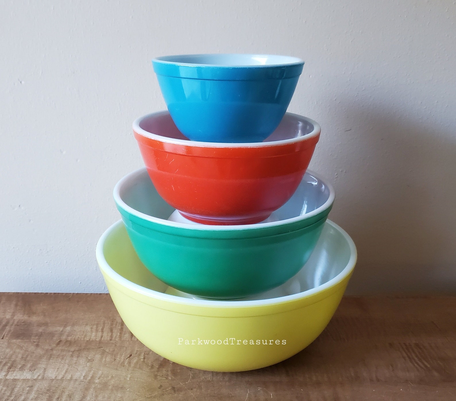 Vintage Pyrex Primary Color Mixing Bowls /details in Description - Etsy