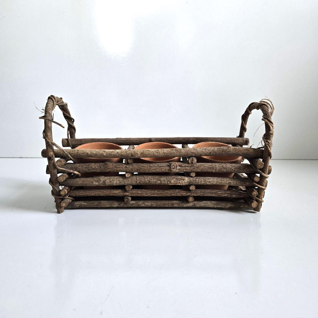 Planter Basket Vintage Indoor Outdoor Grapevine Twig Plant Basket ...