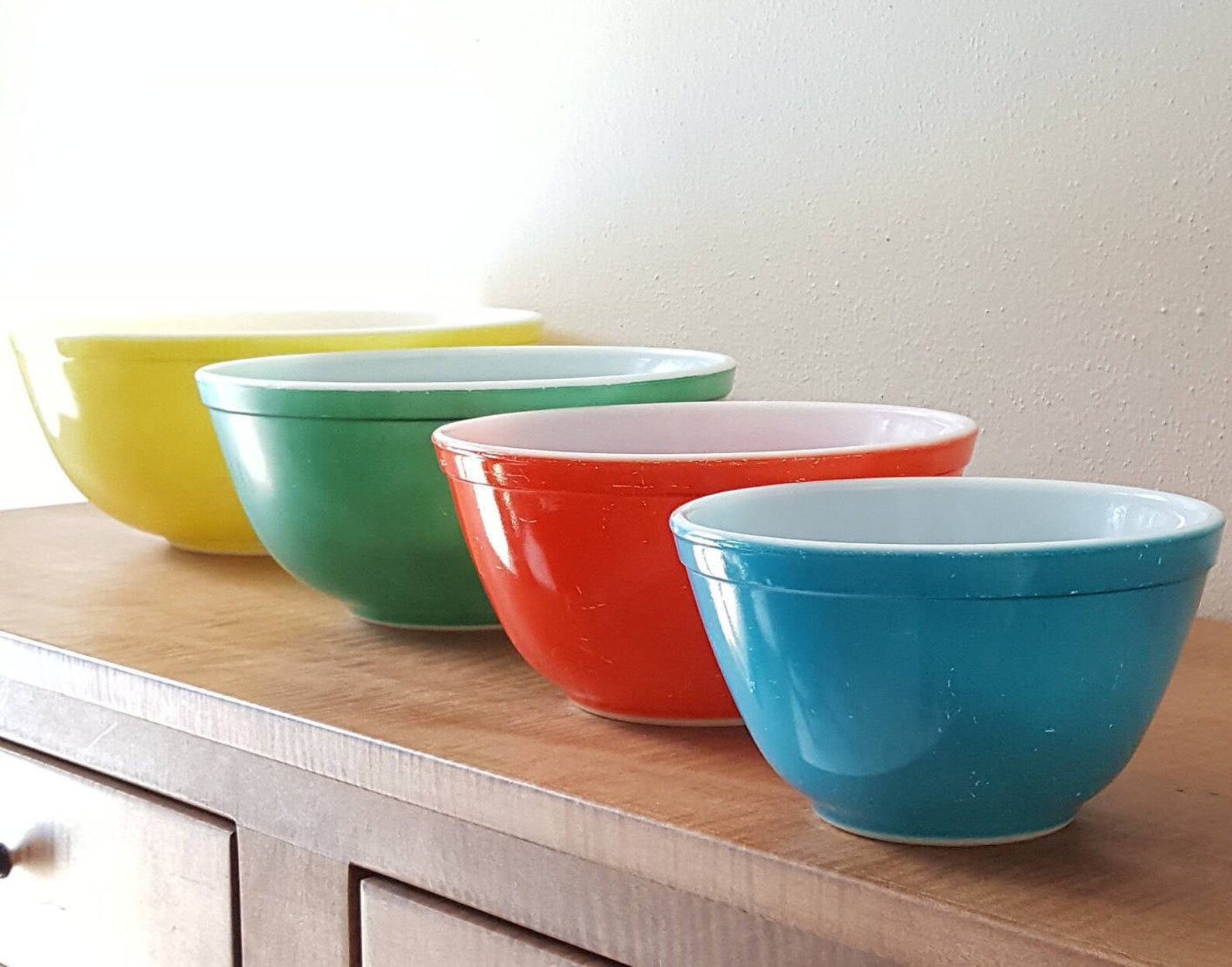 Vintage Pyrex Primary Color Mixing Bowls - Etsy