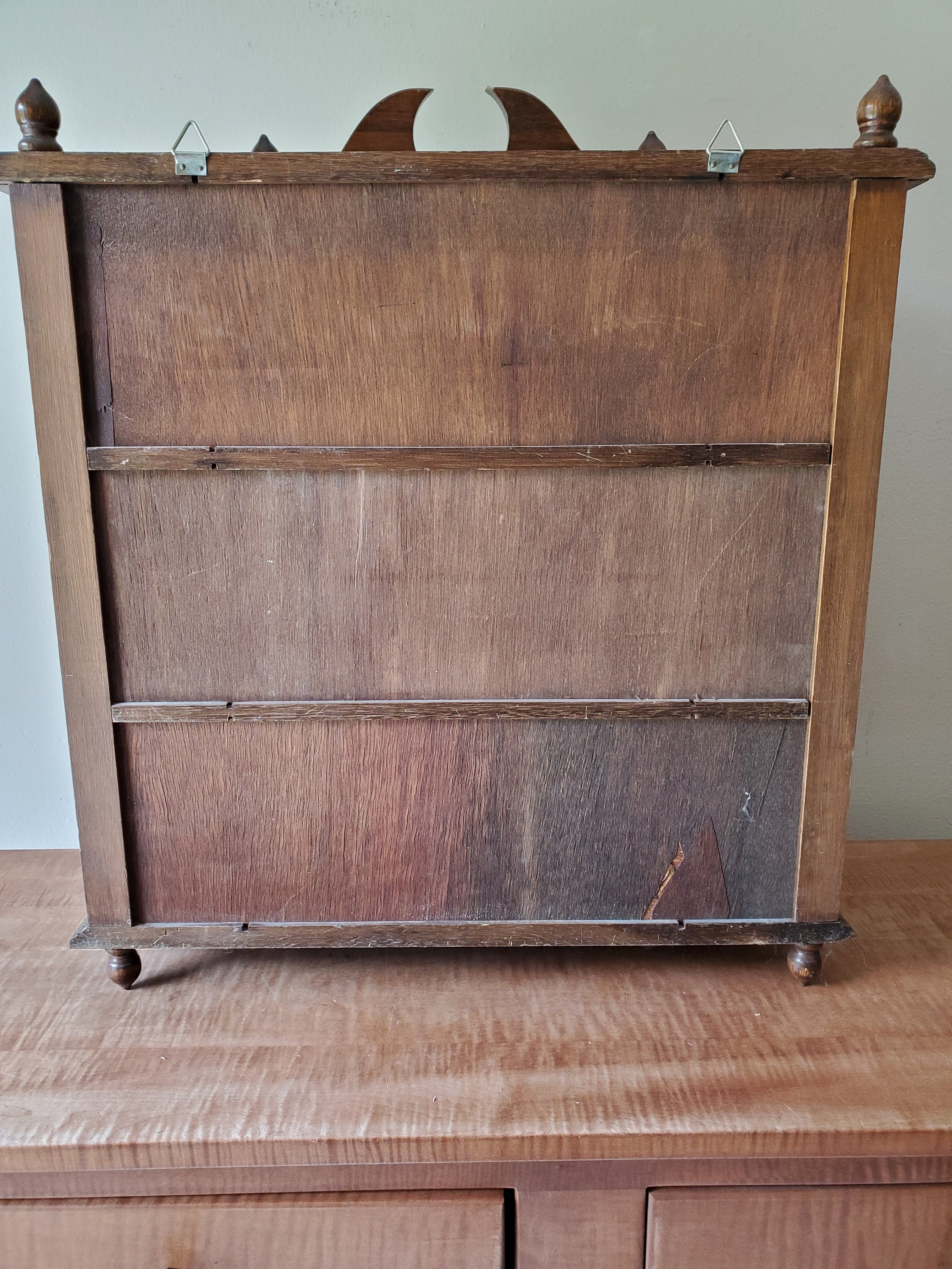 Vintage Wood Display Cabinet Wall Display Cabinet Glass | Etsy