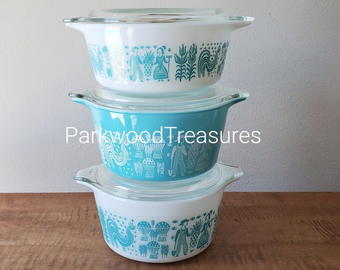 Pyrex Amish Butterprint Casseroles Vintage Pyrex Set of 3 Casseroles ...