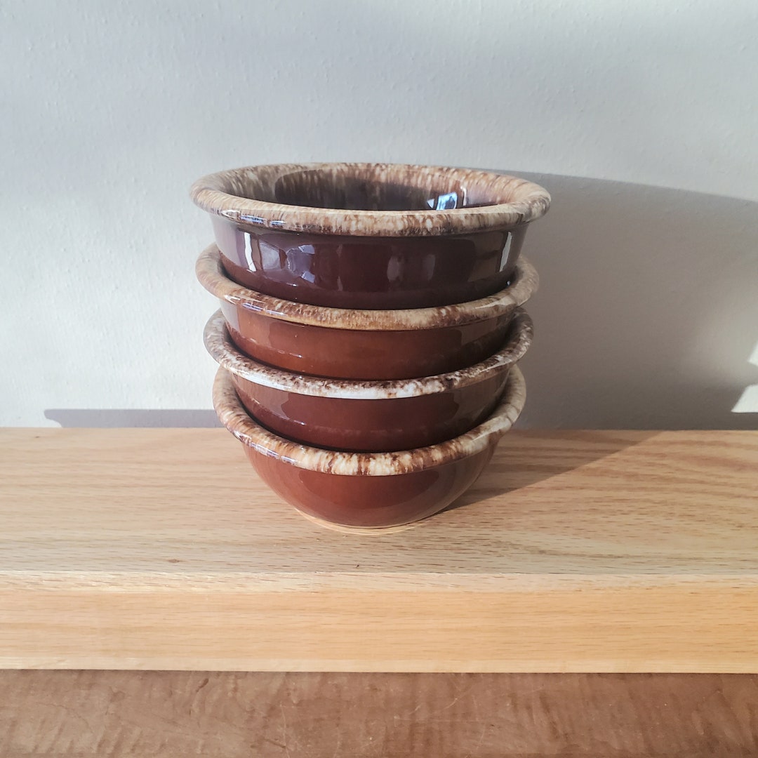 Vintage Hull Brown Drip Soup Bowls Set of 4 - Etsy