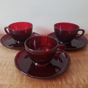 Vintage Royal Ruby Red Anchor Glass Dinnerware, Red Glassware, 16 Piece ...