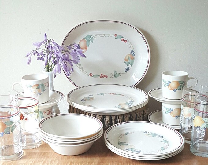 Corelle Abundance Dinnerware 25 Piece Set for 4 Guests Vintage Corelle ...