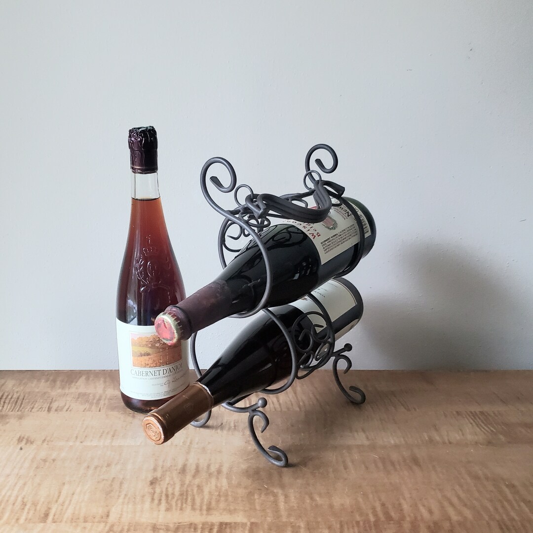 Vintage Wine Rack, Narrow Space Tabletop Countertop Small Metal Wine ...