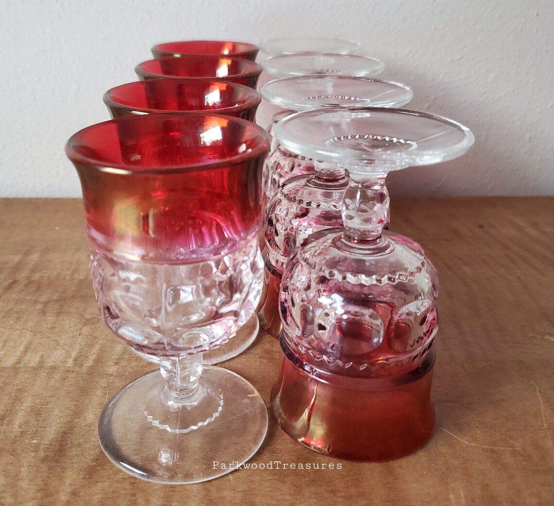 8 Vintage King's Crown Ruby Red Flash Cordials - Etsy