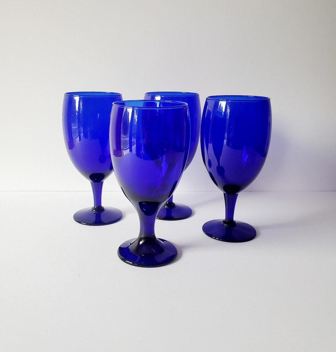 Cobalt Blue Teardrop Ice Tea Glasses 4 Vintage Libbey Blue Goblets - Etsy