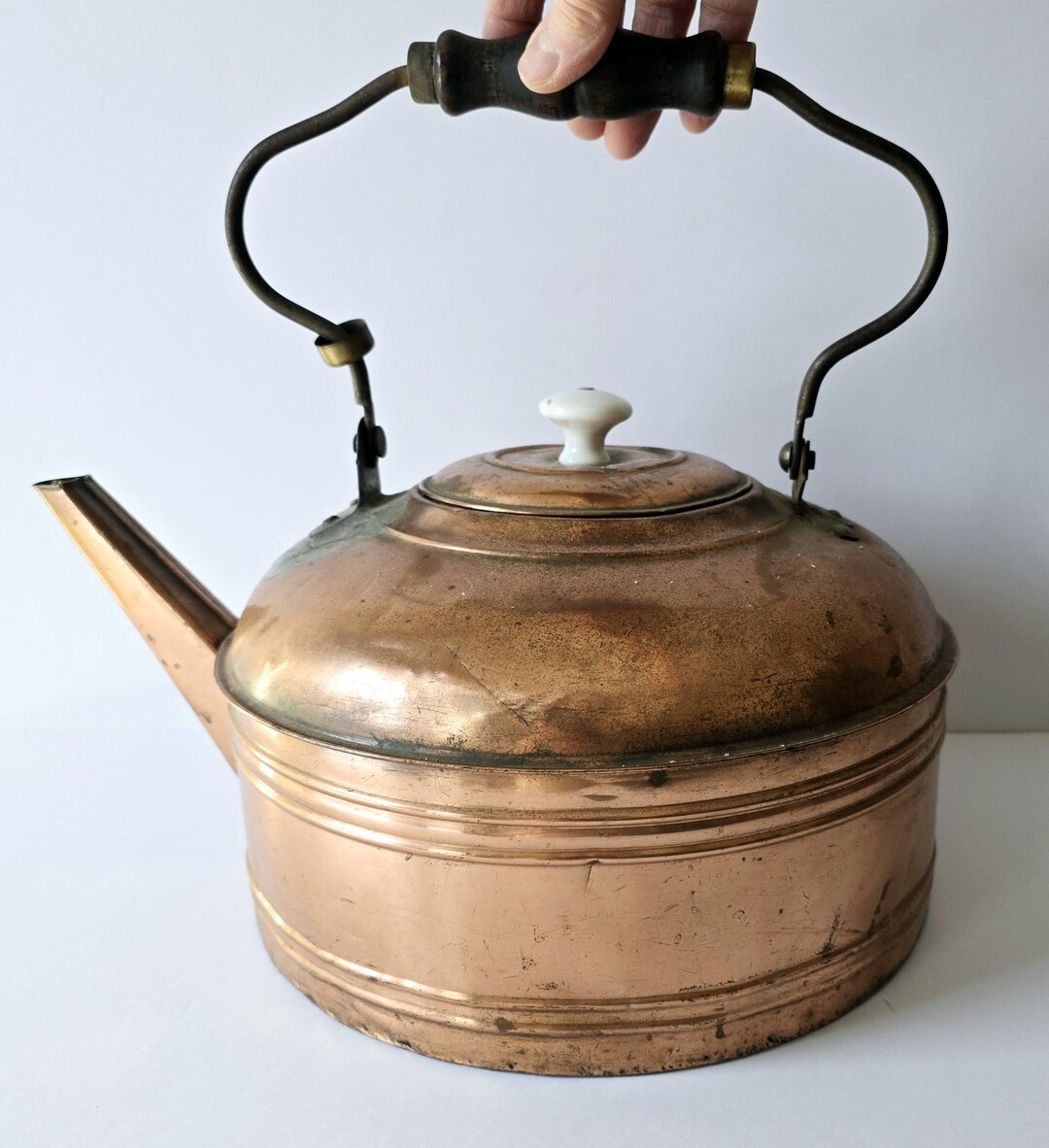 Antique Copper Kettle With Wood Handle Rare Giant Gallon Copper Pot - Etsy