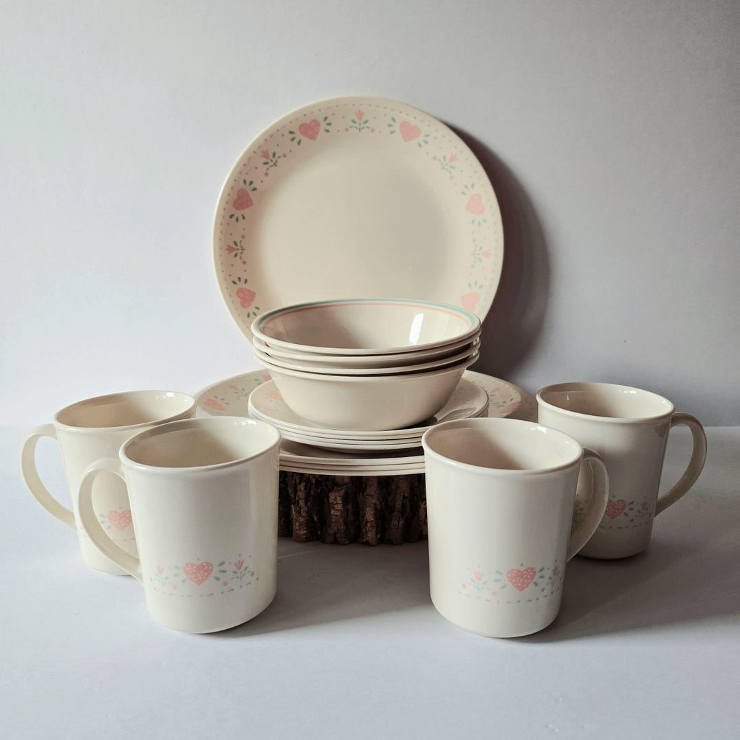Vintage Corelle Forever Yours Dinnerware Set: 16-piece - Etsy