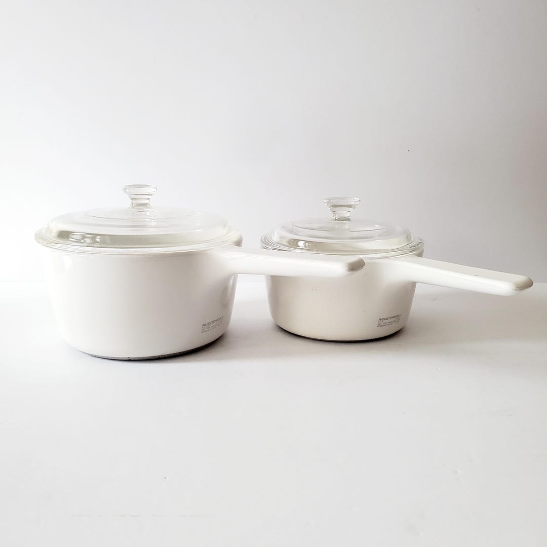 Corning Ware White Range Toppers Vintage Corning 1 Quart and 1 1/2 ...