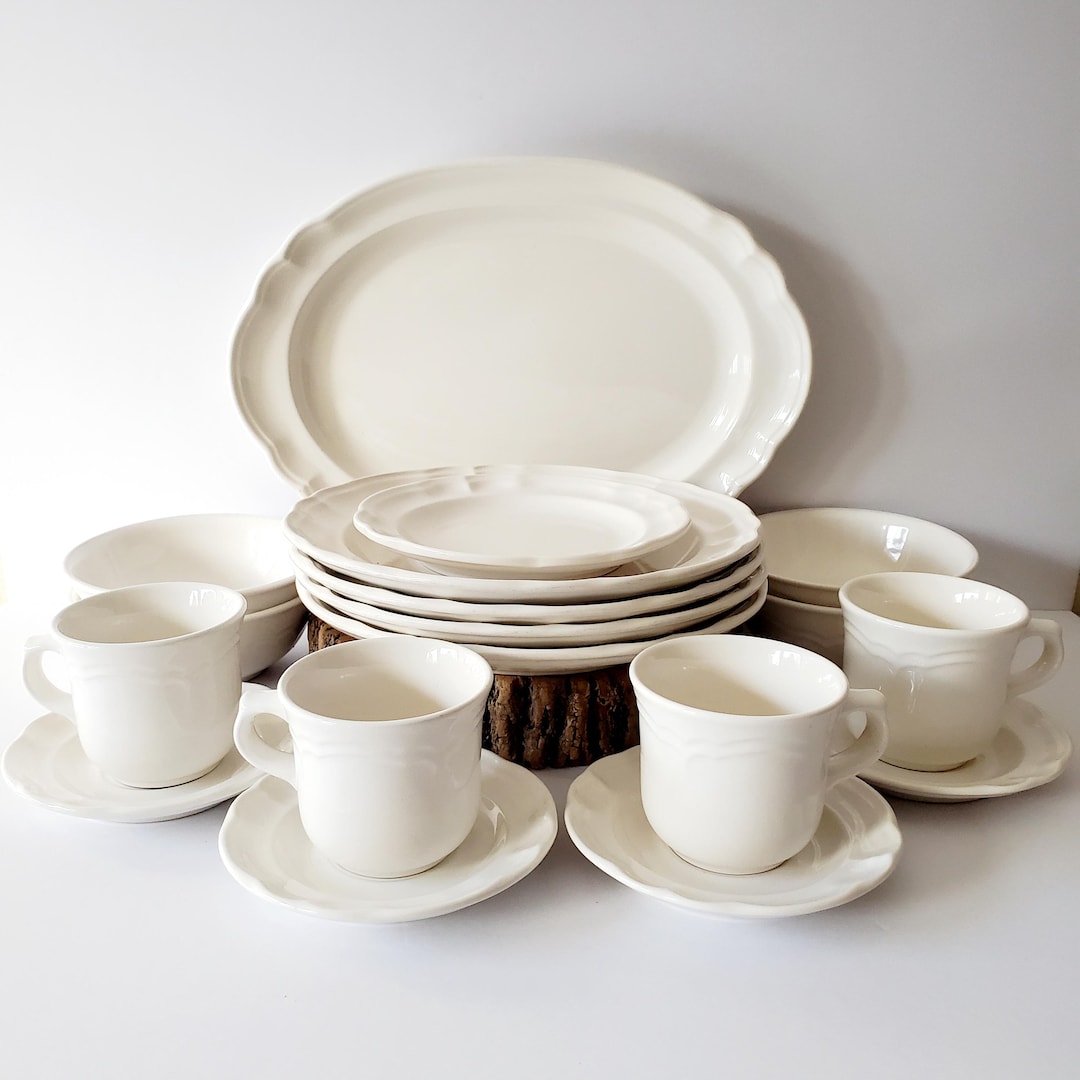 Pfaltzgraff Gazebo White Vintage Dinnerware 21 Piece Set for 4 Guests ...