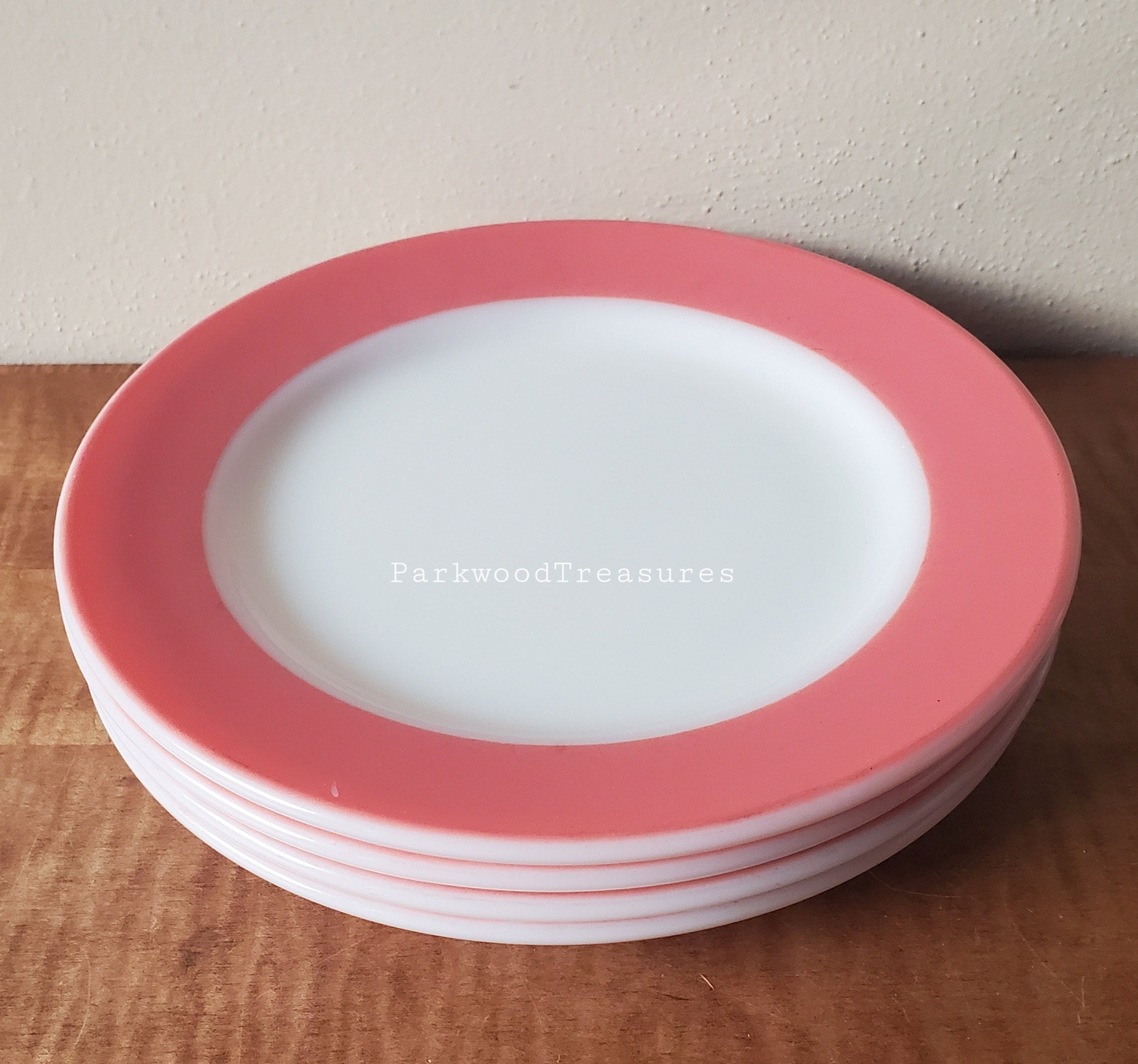 Vintage Pyrex Pink Dinnerware Set Wide Stripe Pink Restaurant - Etsy