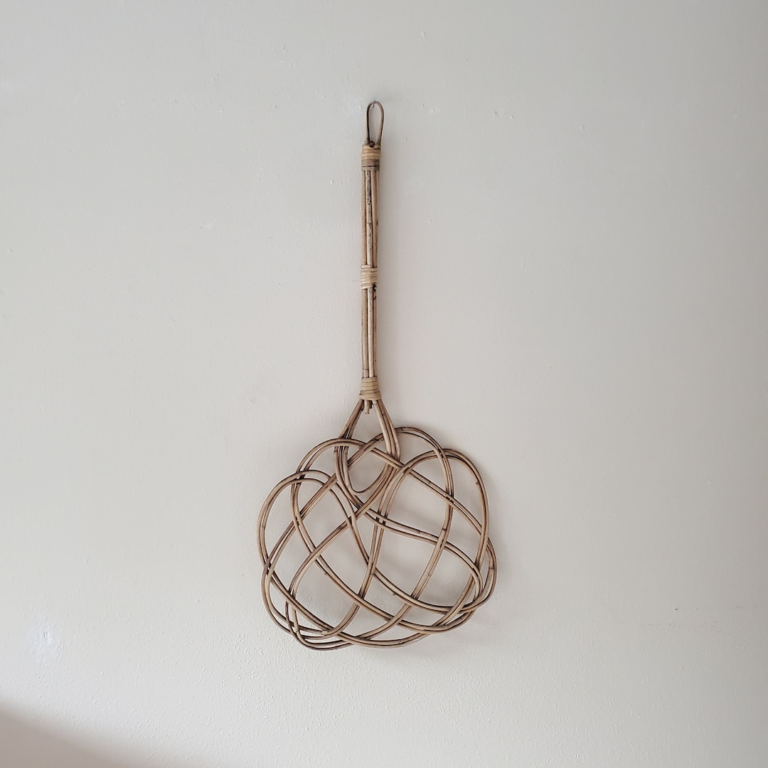 Vintage Wicker Rattan Flower Wall Decor, Flat Rattan Wall Art, Rattan ...