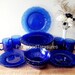 Vintage Avon Royal Sapphire Dinnerware Set: Cobalt Blue Glass, 4 Guests ...