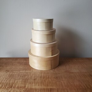 Round Wood Storage Boxes 4 Vintage Small Stacking Wooden Organizer ...