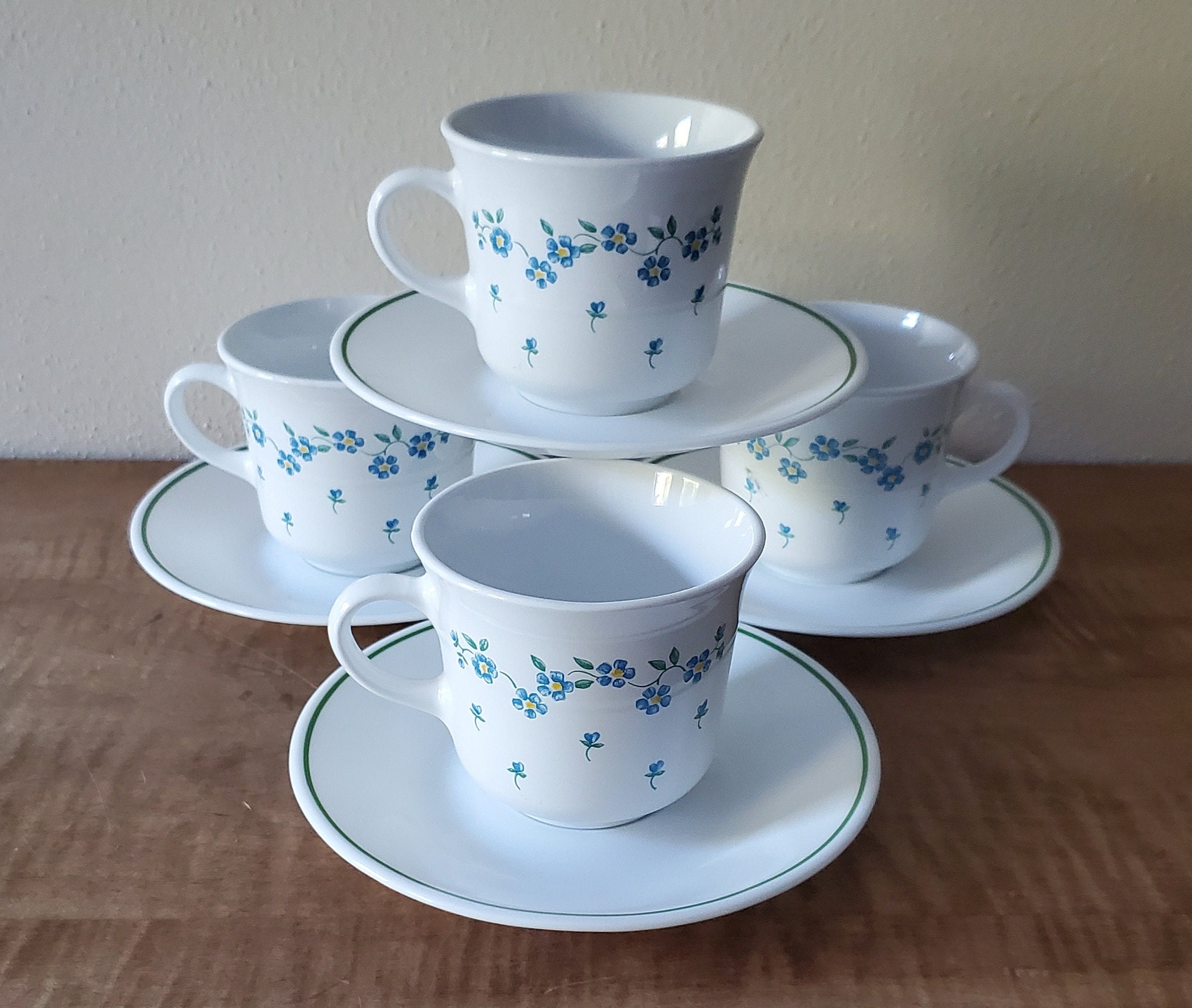 Vintage Corelle Forget Me Not Dinnerware 21 Piece Set for 4 | Etsy
