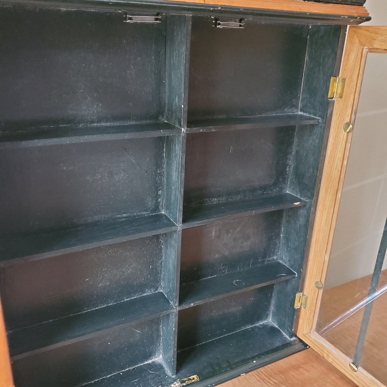 Vintage Wood Display Cabinet Wall Display Cabinet Glass - Etsy