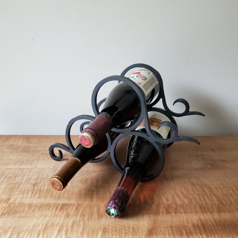 Vintage Iron 3 Bottle Wine Rack - Triangular Tabletop Design - Etsy