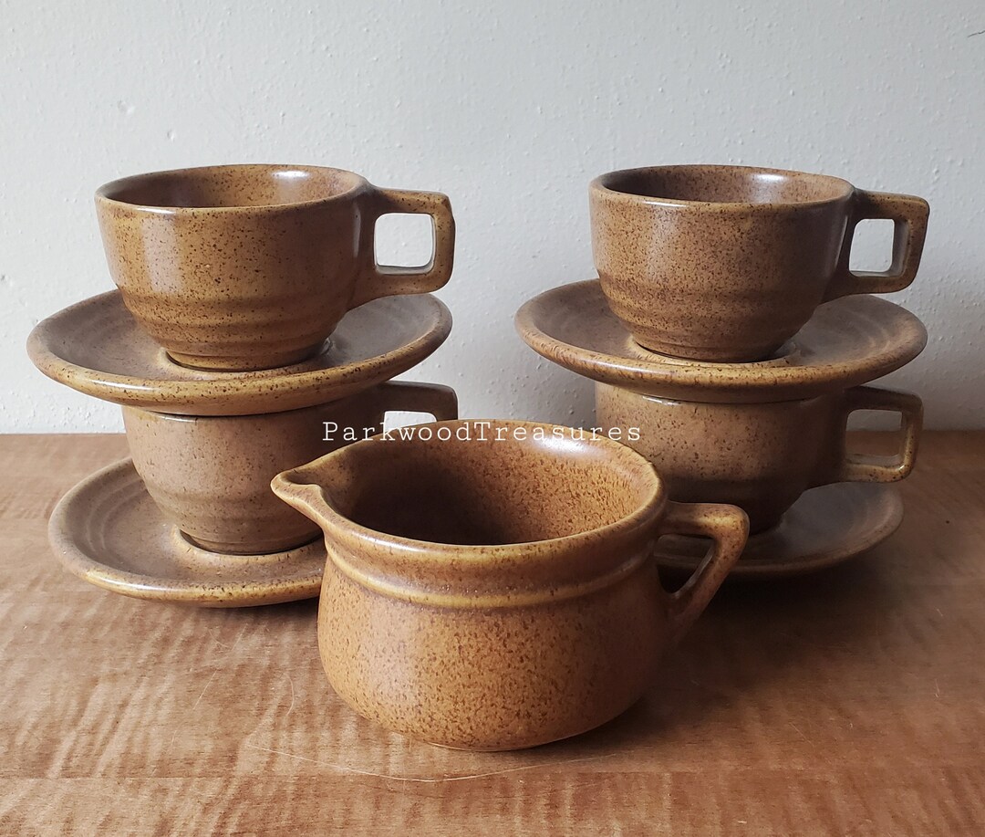 Vintage 4 Ceramic Coffee Cups and Saucers With Creamer, Monmouth ...