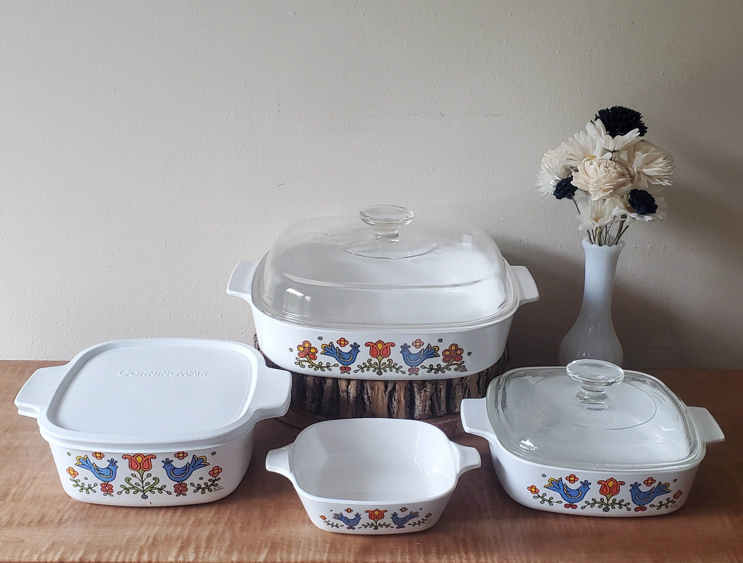 Vintage Corning Ware Country Festival 4 Casseroles 3 Lids - Etsy