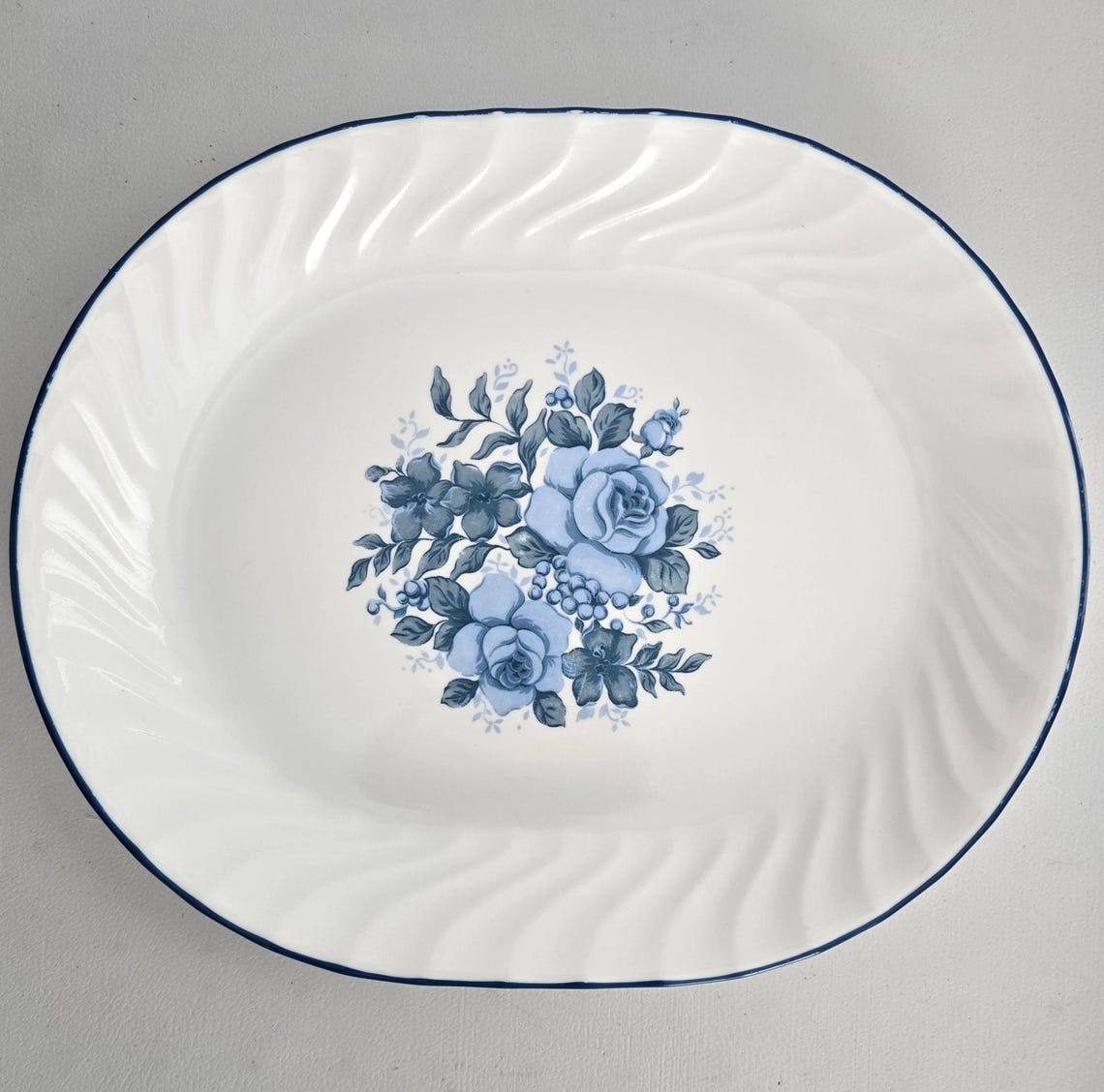 Vintage Corelle Blue Velvet Dinnerware: 20 Piece Set & 2 Candlesticks ...