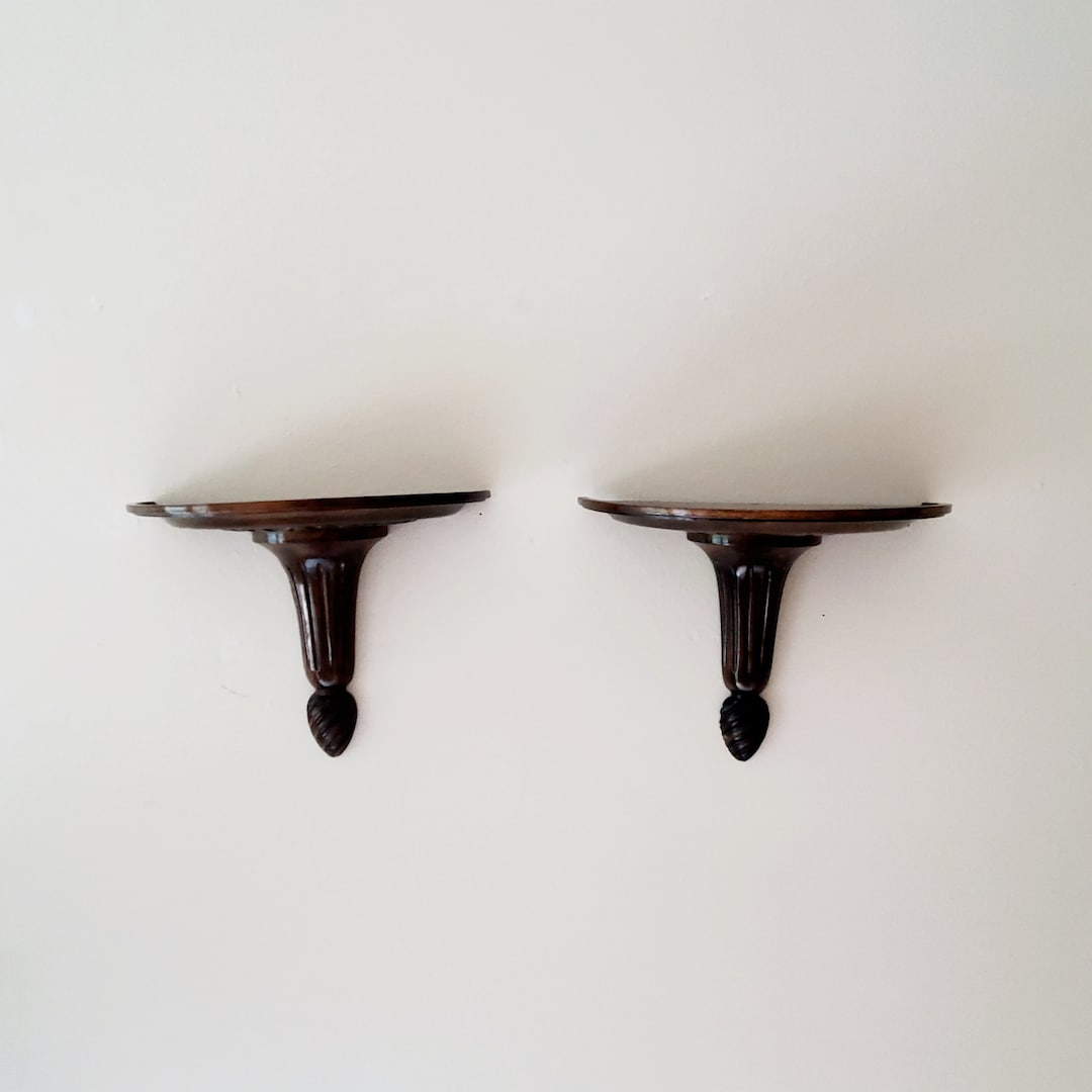 Vintage Ornate Small Wall Shelves, Sconce Shelf Pair Wooden Wall ...