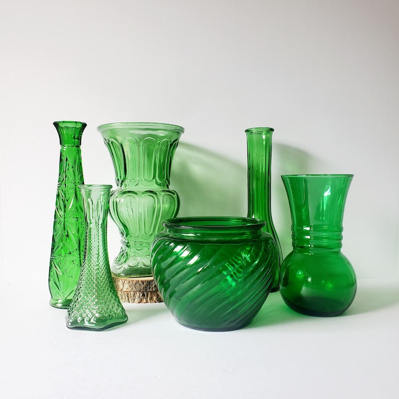 Green Glass Vase - Etsy