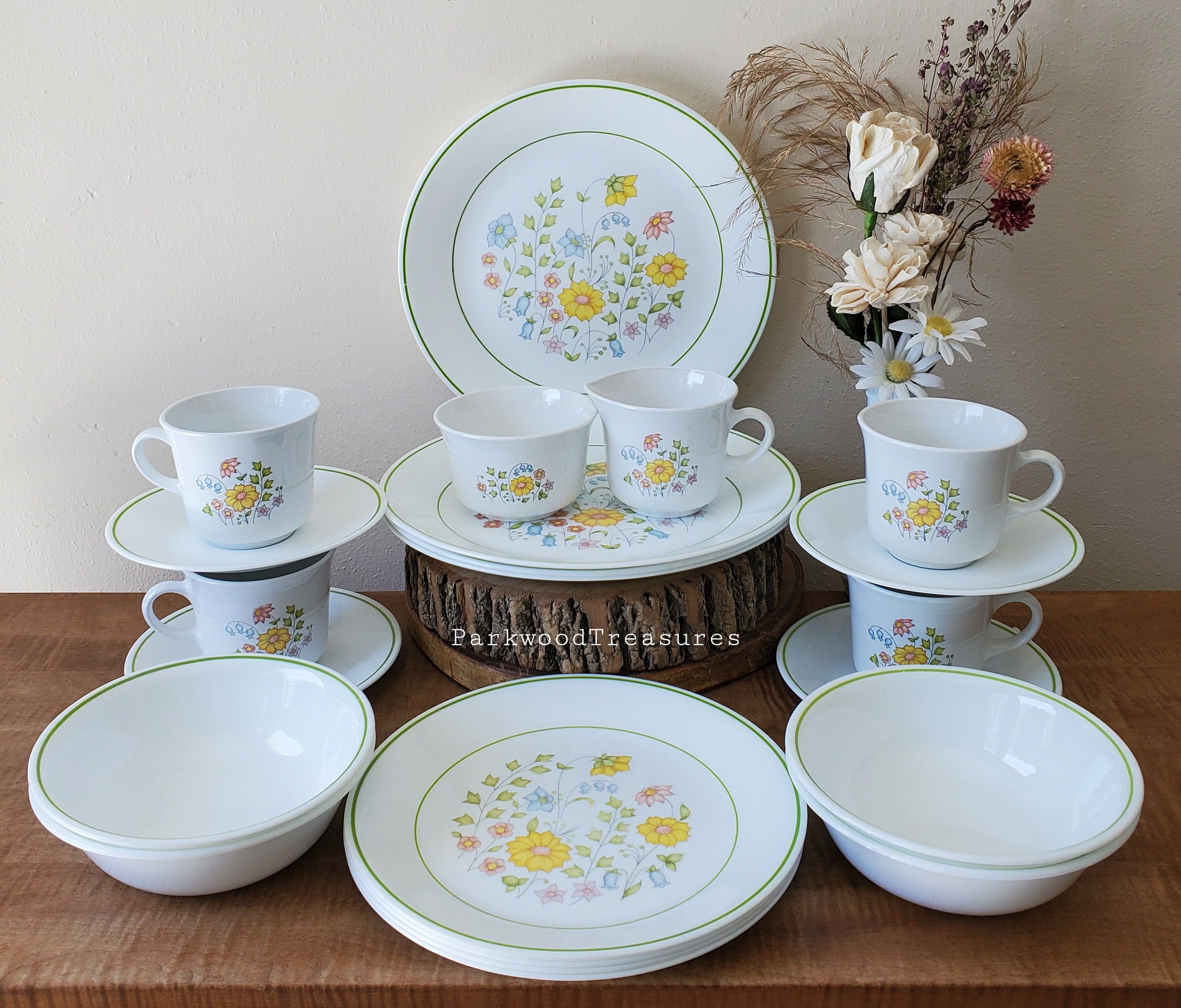 Vintage Corelle Spring Meadow Dinnerware 22 Piece Set for 4 - Etsy Israel