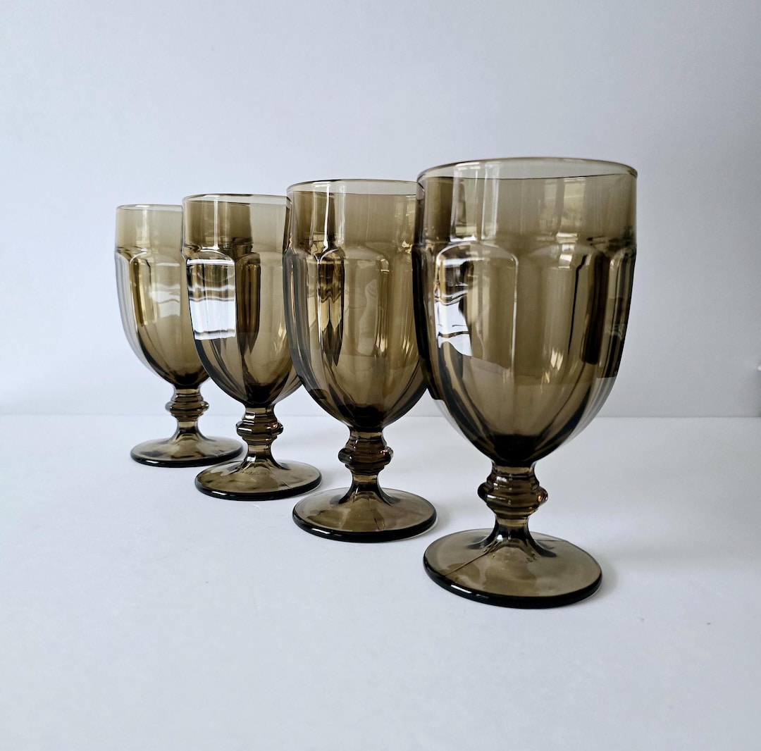 Gibraltar Mocha Brown Water Goblets 4 Vintage Duratuff Ice Tea Goblets ...