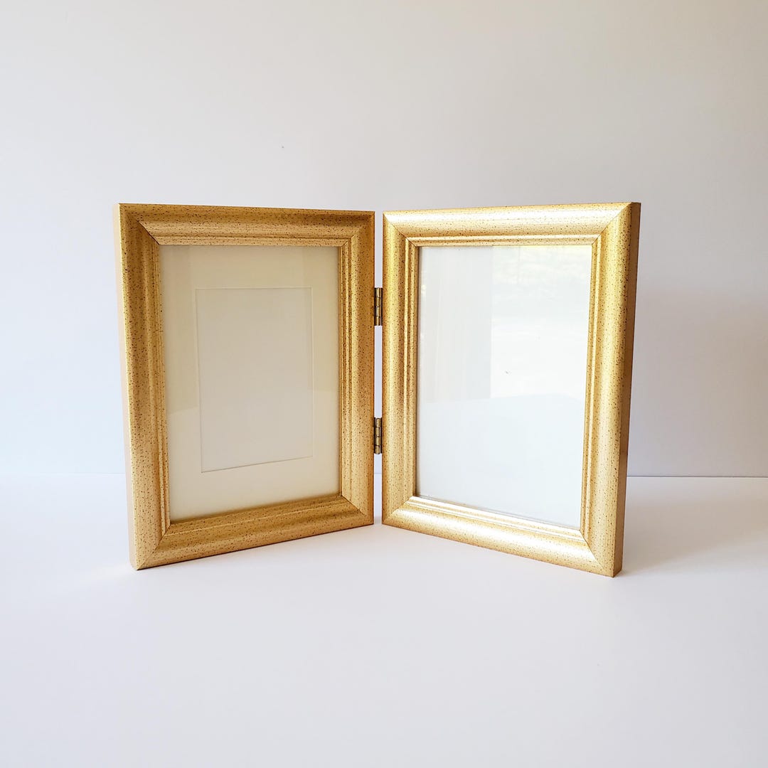 5x7 Wood Bifold Frame Vintage 5 X 7 Double Hanged Picture Frame - Etsy