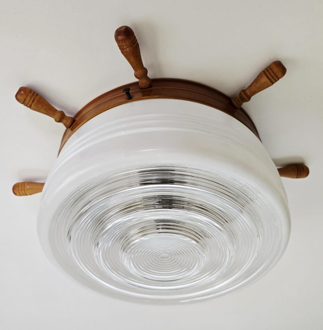 Vintage 1950s Harmony House Nautical Ships Wheel Ceiling Light Fixture ...