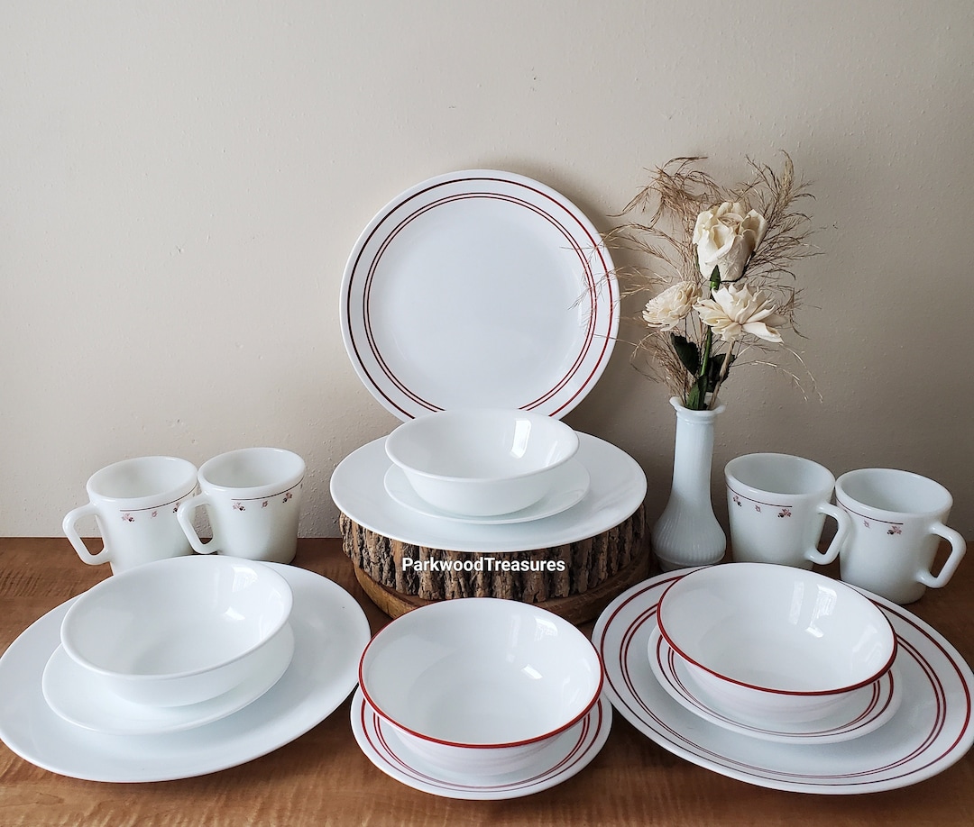 Vintage Corelle Dinnerware, Corelle Sets, Red and White Vintage Corelle ...