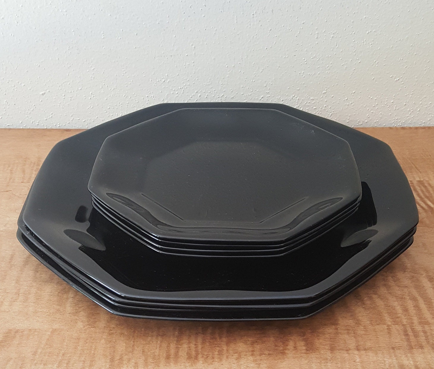 Vintage Arcoroc Octime Black Dinnerware 21 Piece Set for 4 - Etsy